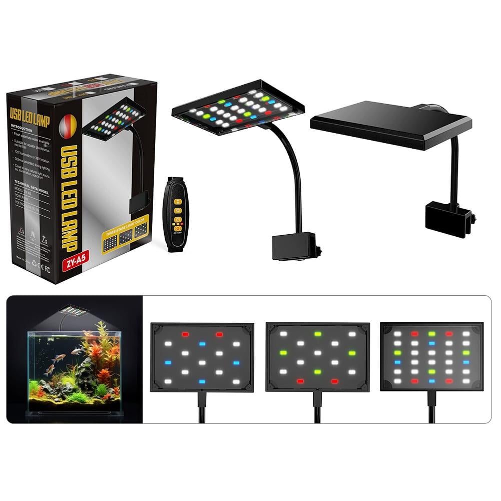USB Aquarium LED Light Clip On Aquarium Light Full Spectrum Aquatic ...