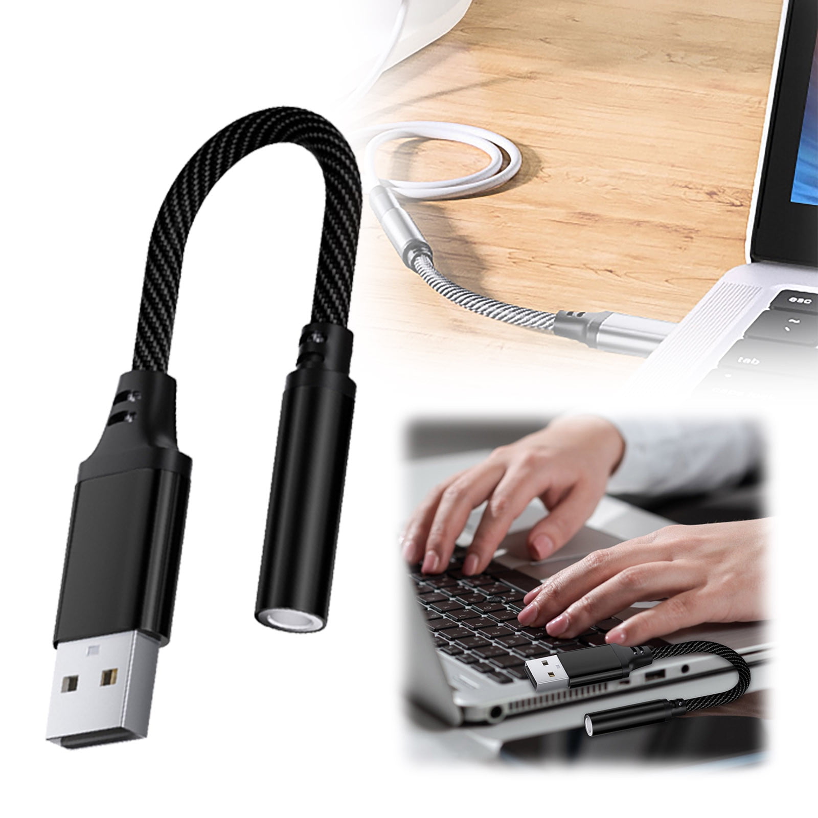 USB Audio Adapter Stereo Sound Card for Headphones External 35mm TRRS ...