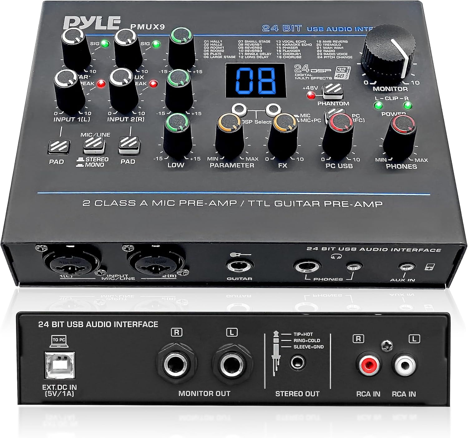 USB Audio Interface - MIC/LINE - Guitar - AUX Stereo & RCA Inputs ...