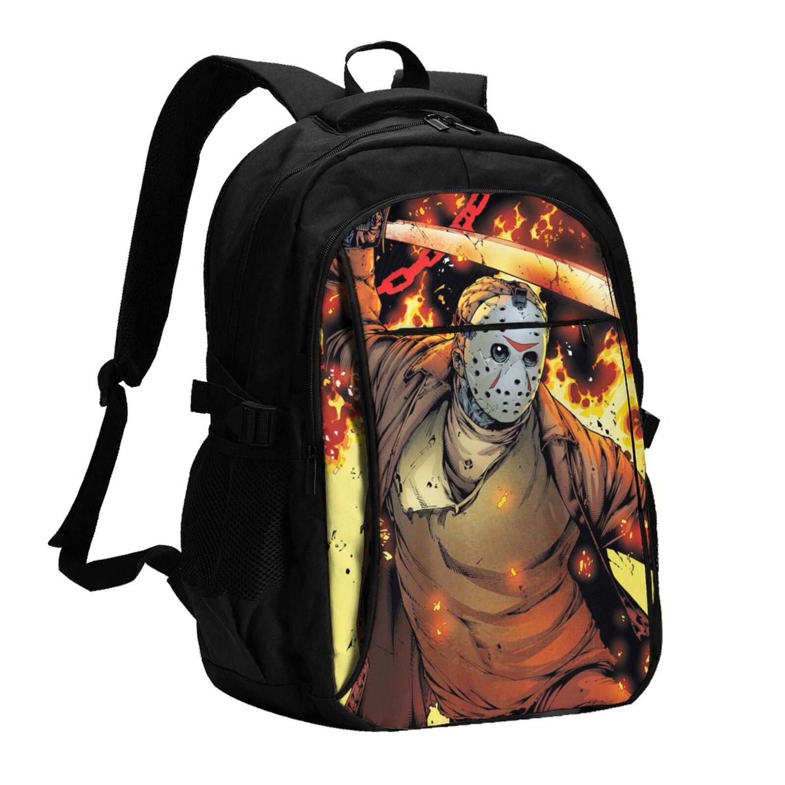 USB Backpack Laptop Bag Jason Voorhees Bookbag Travel Large Capacity ...