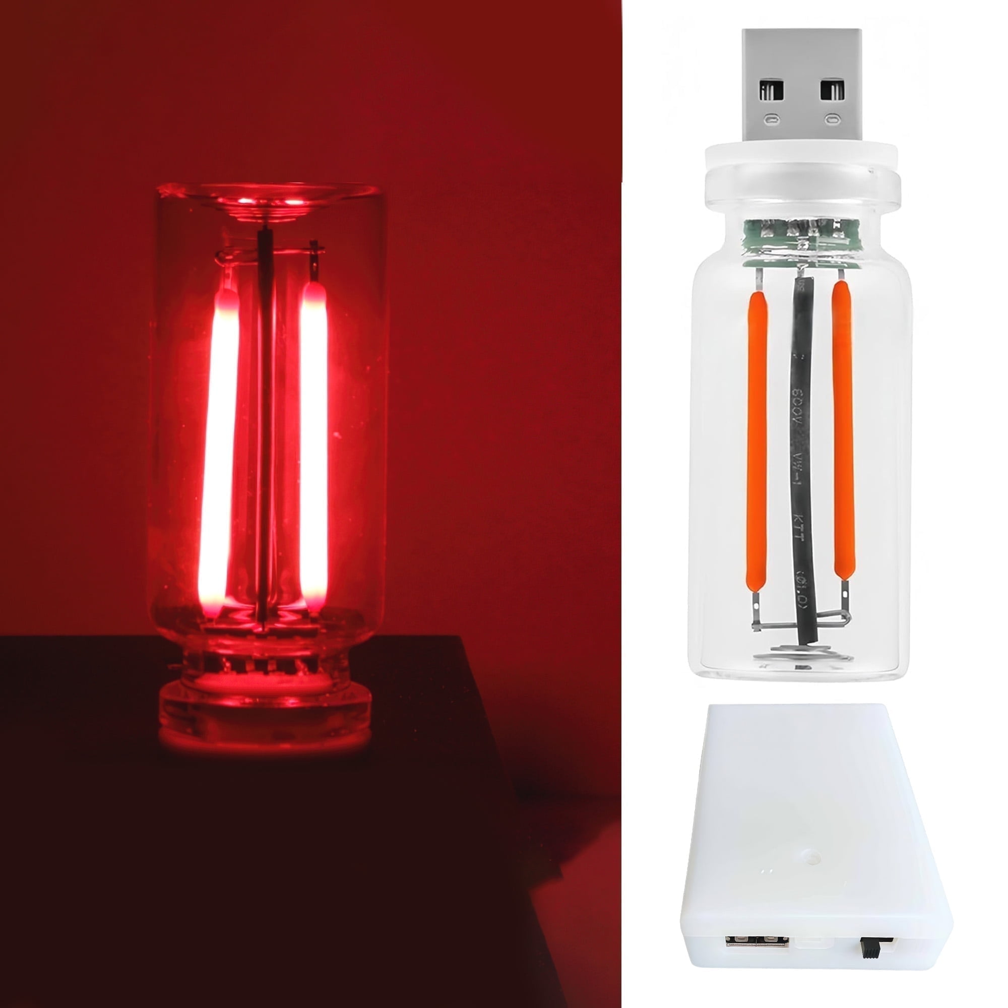 USB Light Bulb with Battery Box, Touch Dimmable Car USB Night Light ...