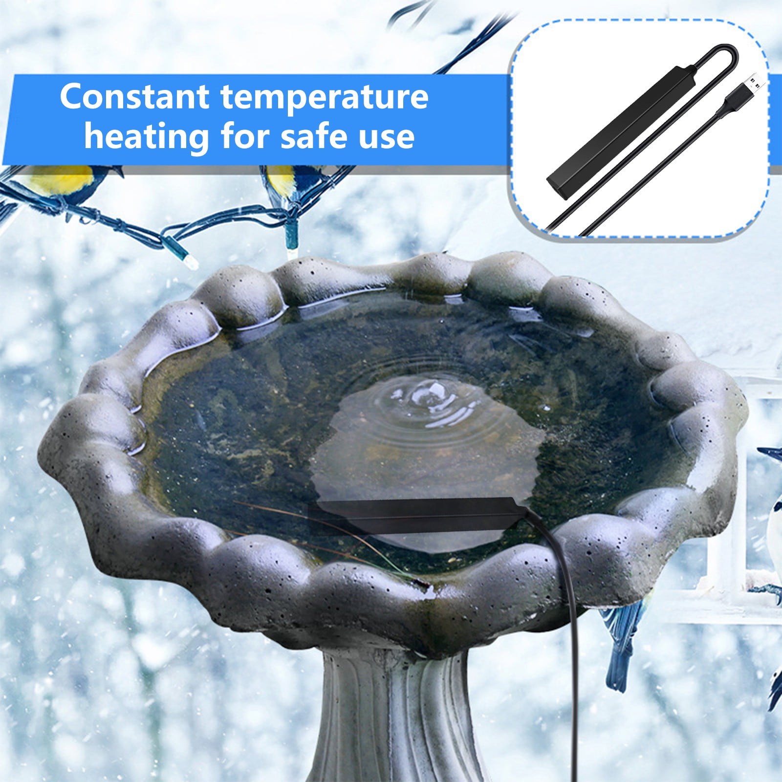 USB Bird Bath Heater - 10W Pond Deicer for Fish Tanks and Outdoor ...