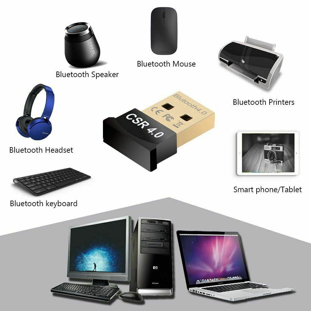 USB Bluetooth 4.0 Adapter Dongle for PC Laptop Computer Desktop Stereo ...