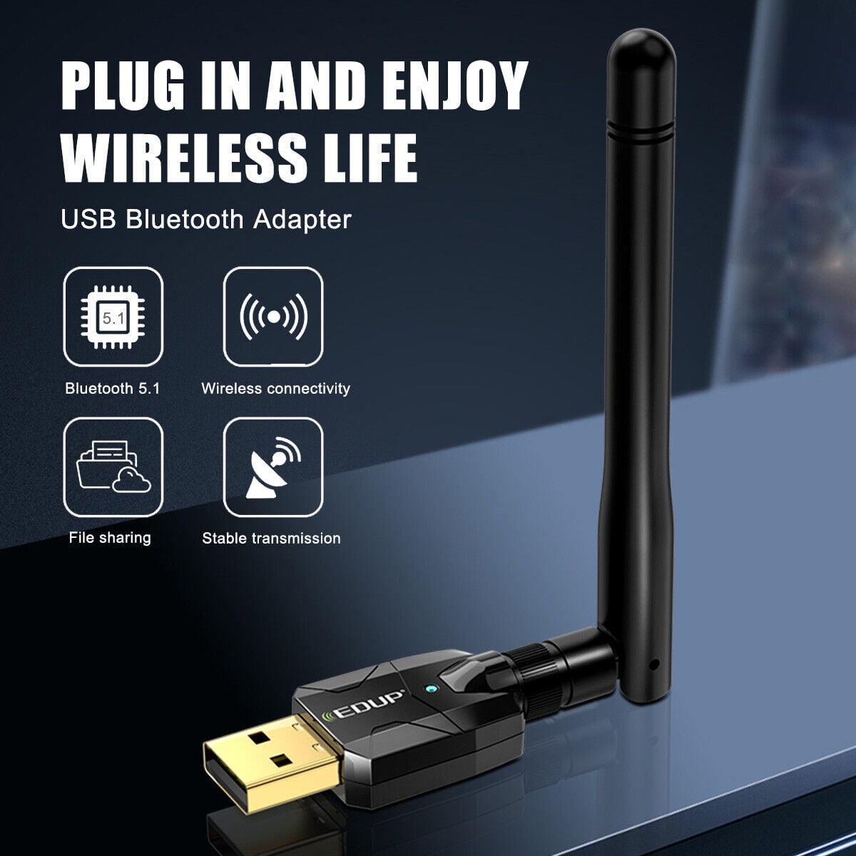 USB Bluetooth 5.1 Adapter 100M Long Range Bluetooth Dongle EDR Fits PC&Desktop - Walmart.com