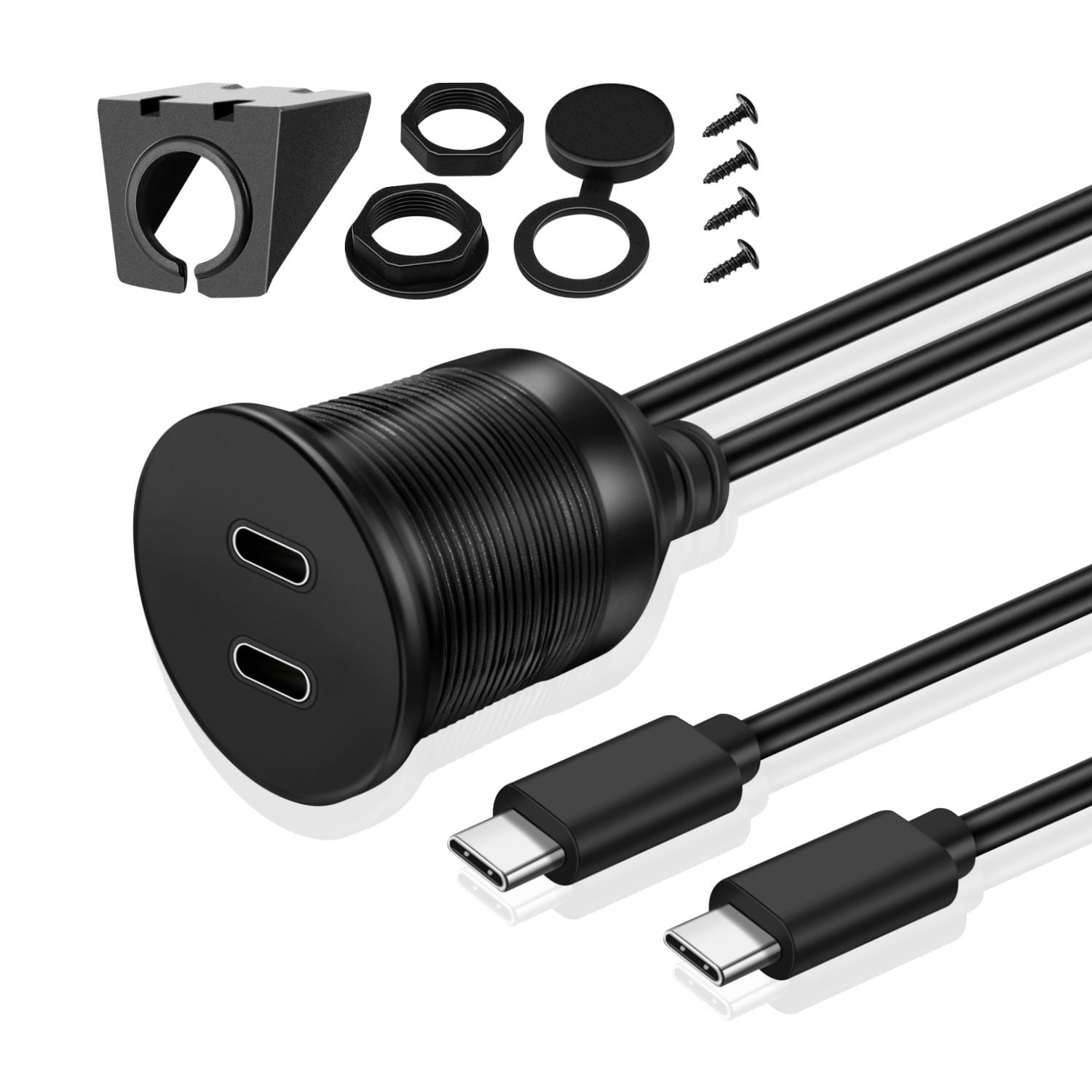 USB C 3.0 Flush Mount Cable, Dual USB Extension Cable 6ft 2M for Car ...