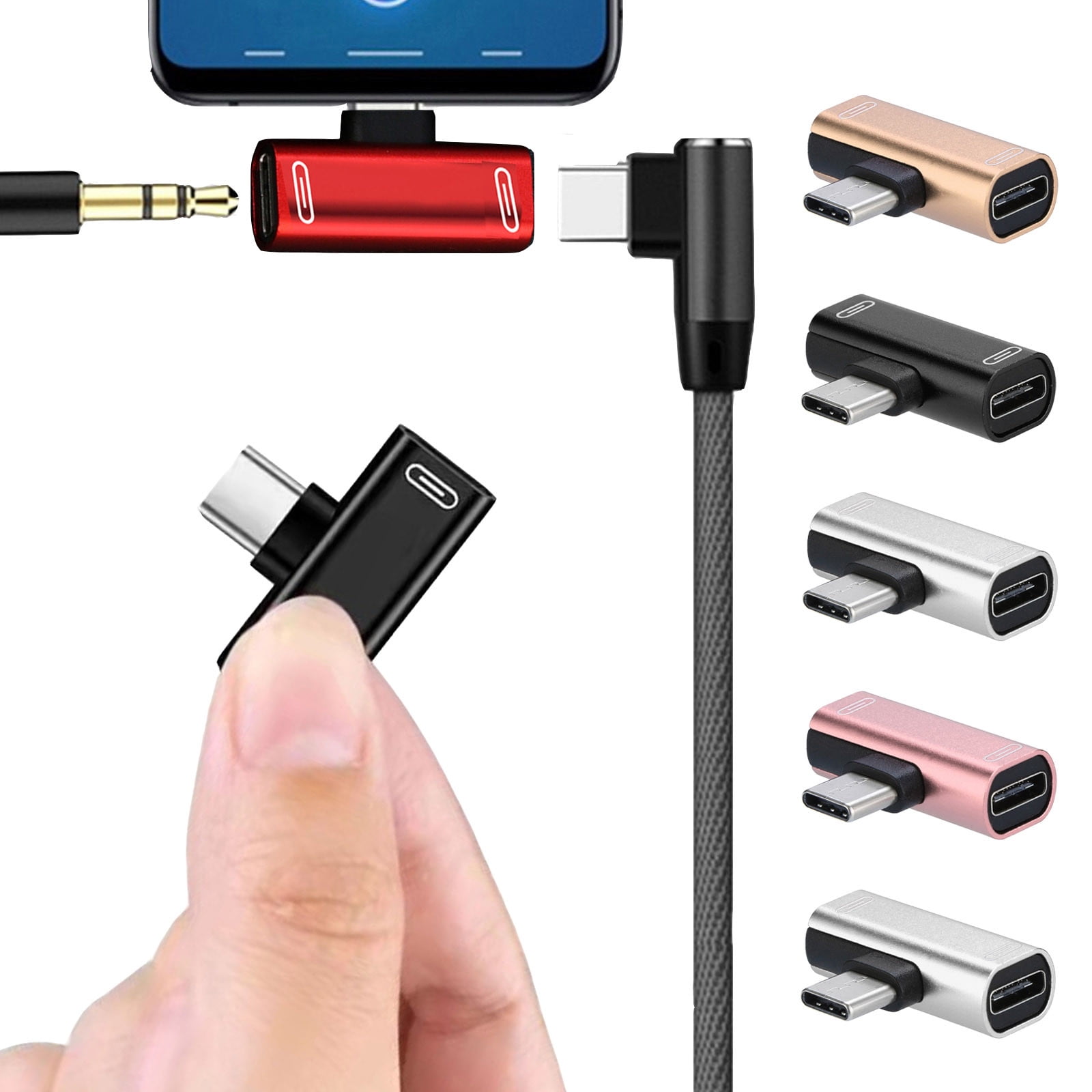 USB-C To 3.5mm Aux Audio Adapter, Reversible Type-C Interface, Charging ...