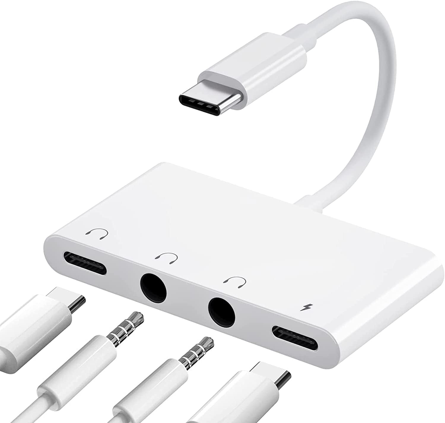 USB C to 3.5mm Headphone Adapter, iPad Pro Headphones Jack Splitter and Charger, Type-C to Dual ...
