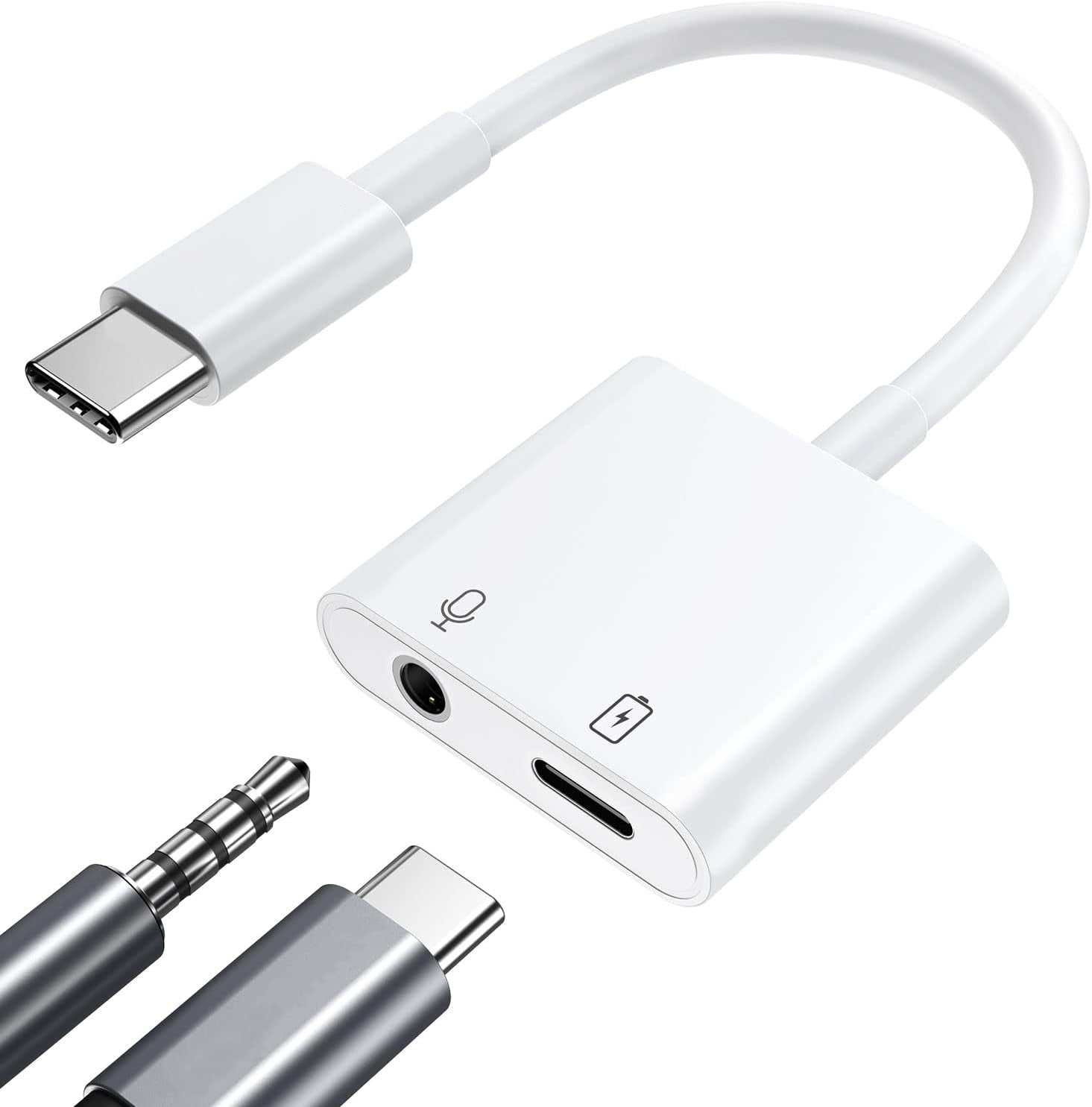 USB C to 3.5mm Headphone and Charger Adapter 2 in 1 Type C to Aux Audio ...