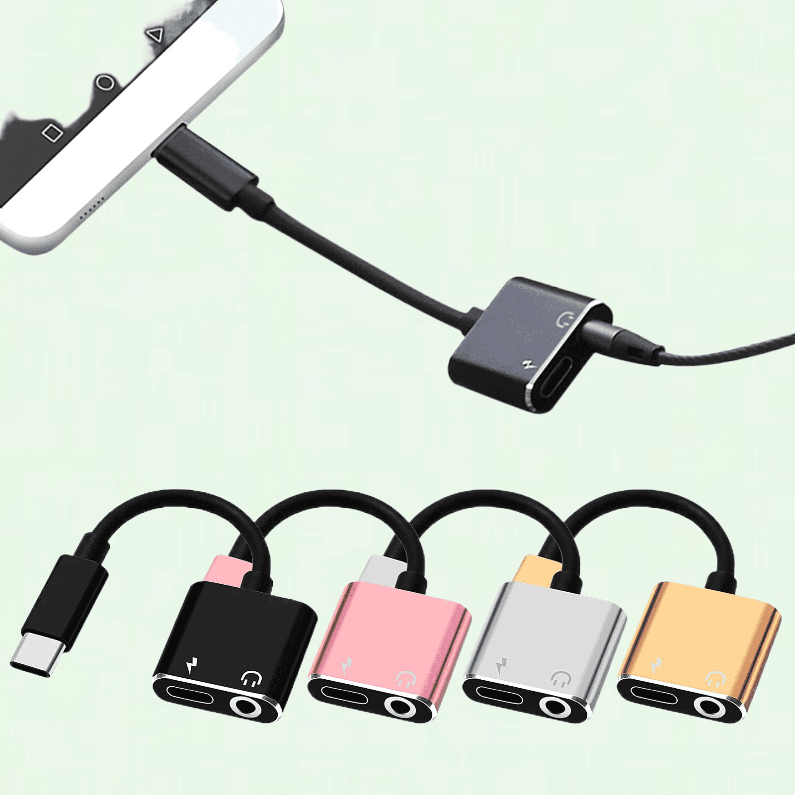 USB C to 3.5mm Headphone and Charger Adapter, 2 in 1 Type C to Aux ...