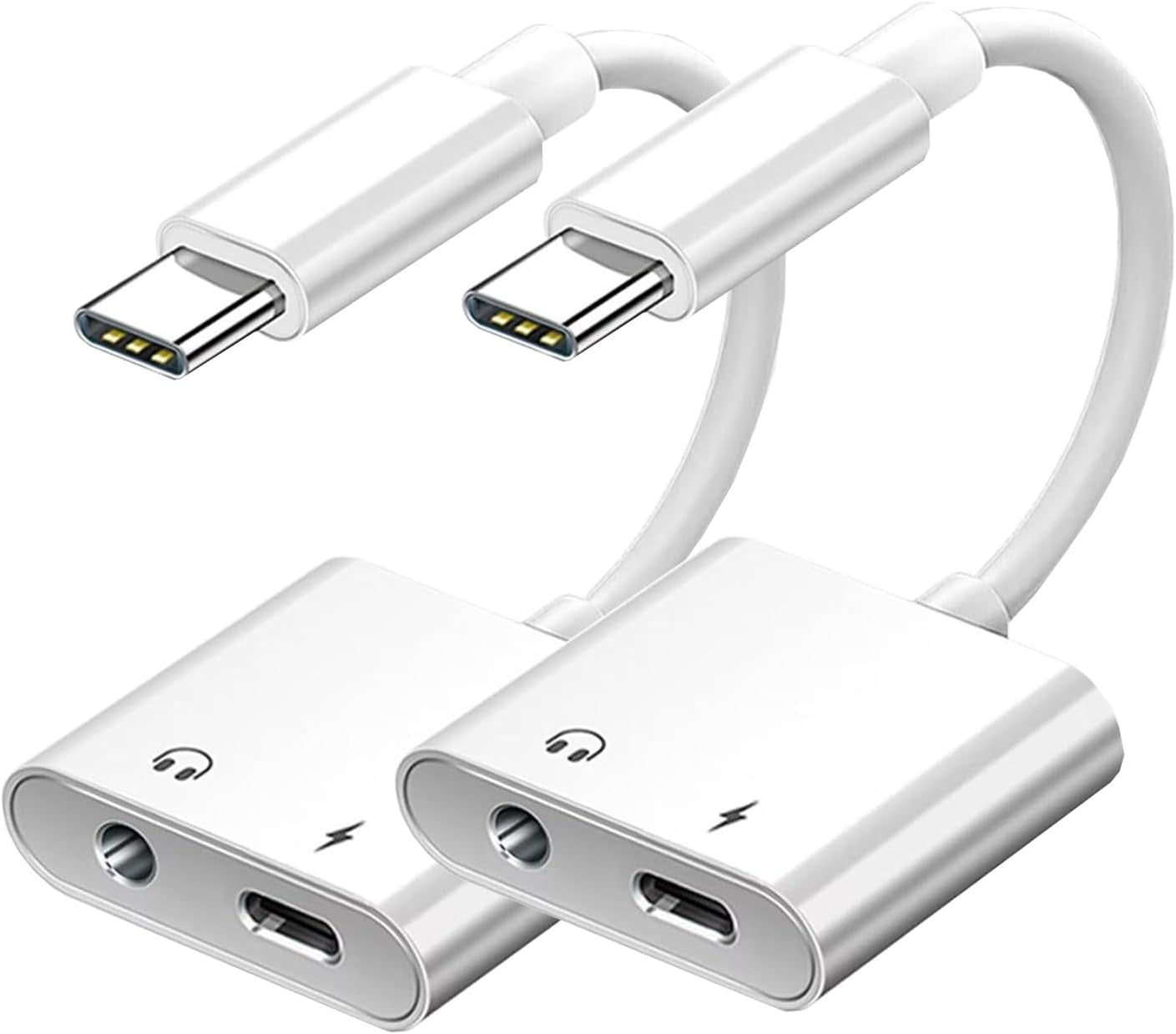 USB C to 3.5mm Headphone and Charger Adapter 2-Pack,2-in-1 USB Type C ...