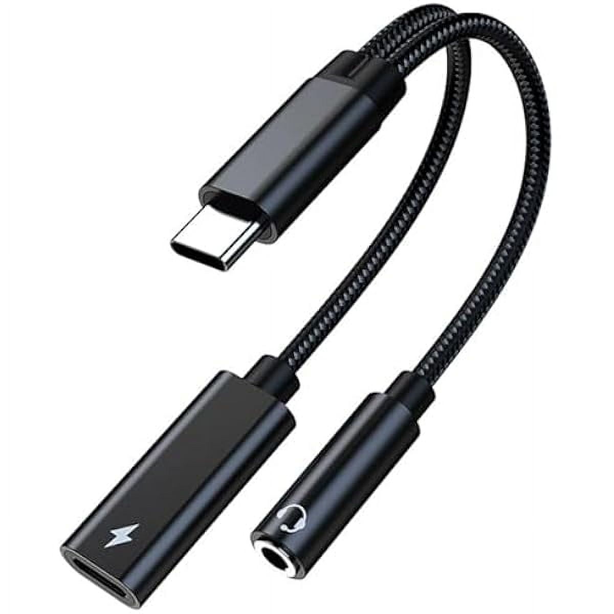 USB C to 3.5mm Headphone and Charger Adapter, PD 60W Fast Charging 2 in 1 USB C to Aux Audio ...