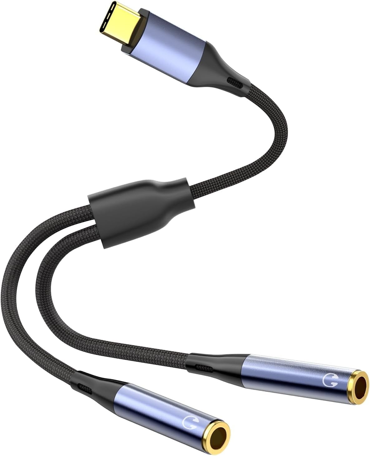 USB C to 3.5mm Headphone Jack Adapter, USB C to Two 3.5mm Female Audio ...