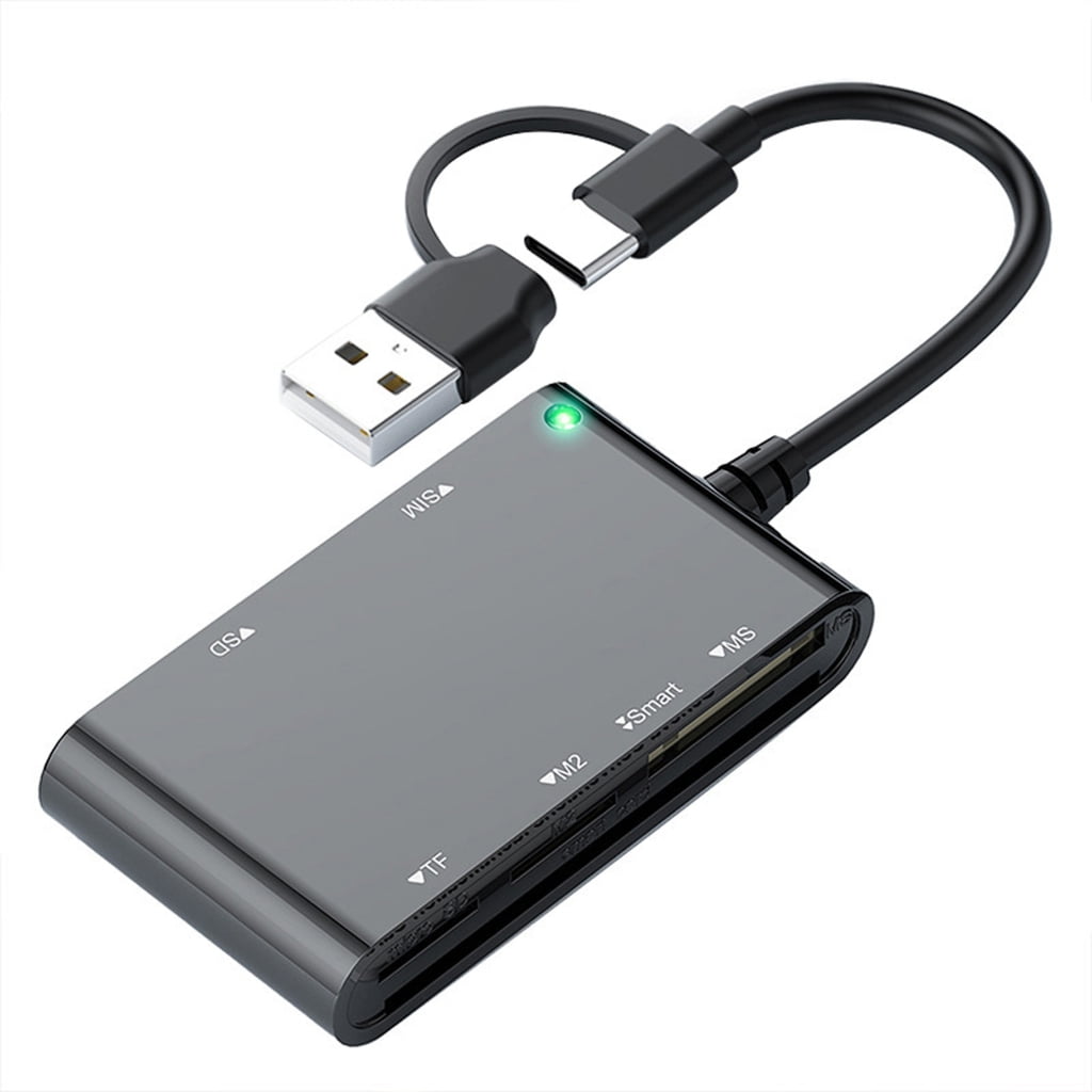 USB C/A Intelligent Card Reader Portable Plugs and Play for Intelligent ...