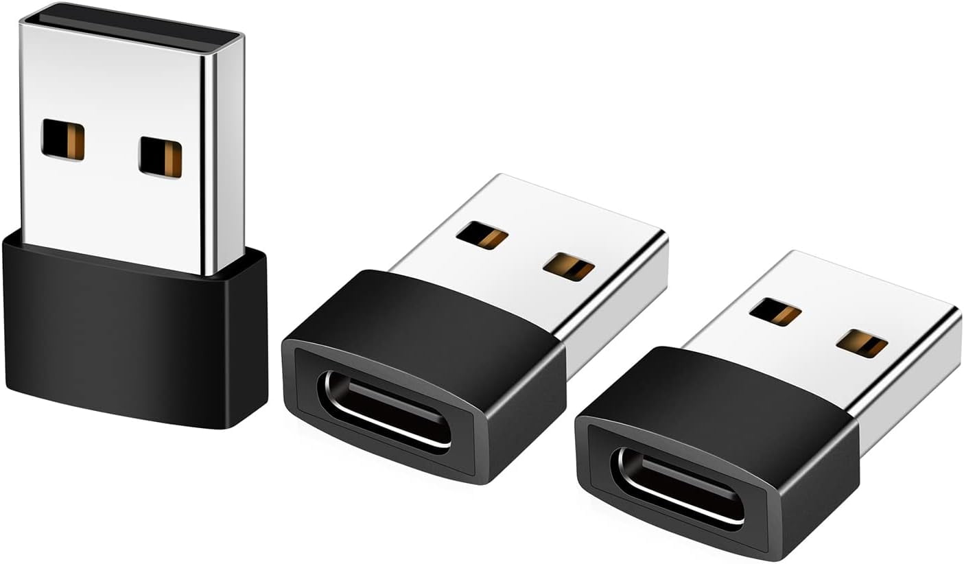 USB C to USB Adapter 3 Pack, USB C Female to USB A Male Adapter, USB Type C Female to USB OTG ...