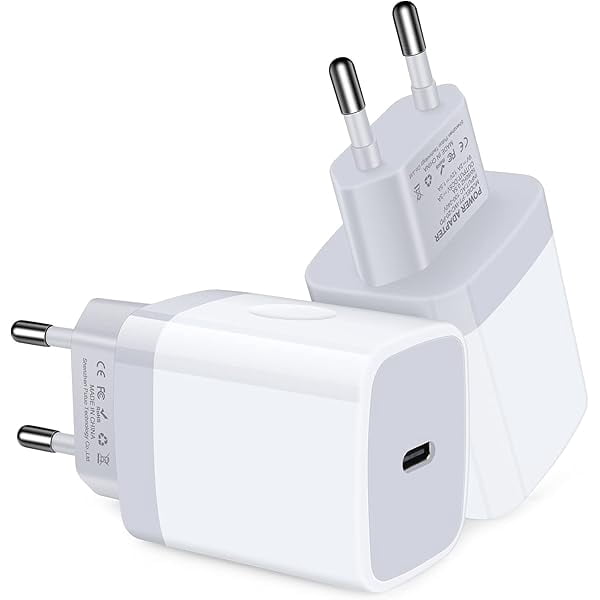 USB C Adapter, European Plug Adapter, 2-Pack Fast 20W Europe Travel Plug Power Adapter Type C ...