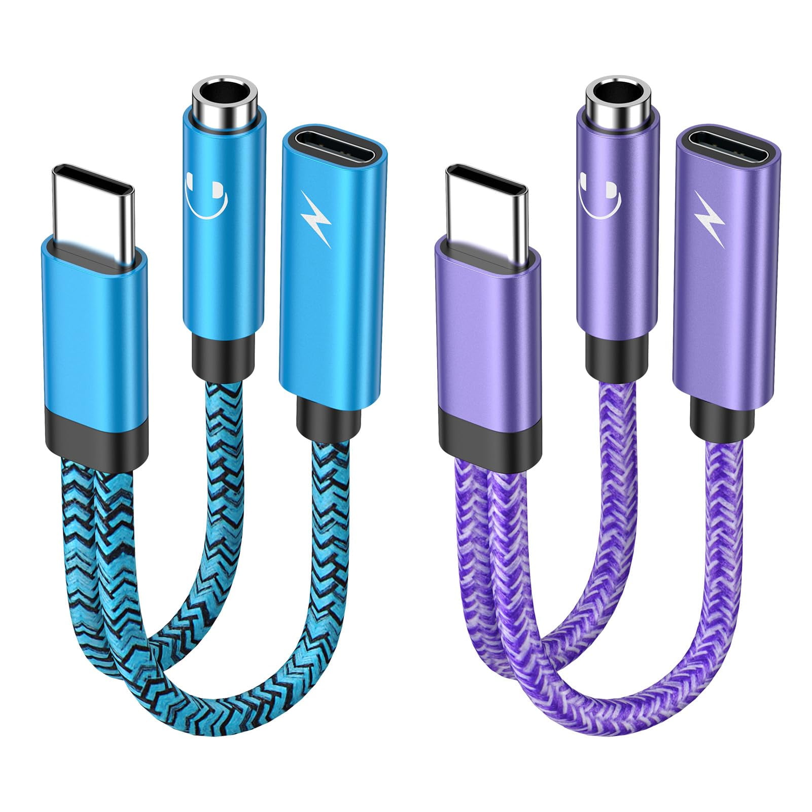 USB C to Aux Adapter 2Pack,ABCPOW 2 in 1 USB C to 3.5 mm Headphone Jack ...