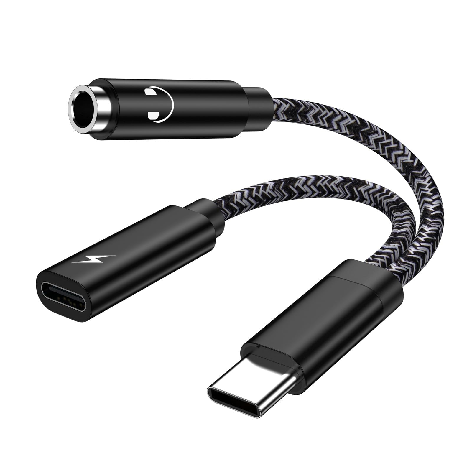 AbcPow USB C to Aux Adapter, 2 in 1 Type C to 3.5mm Headphone and ...