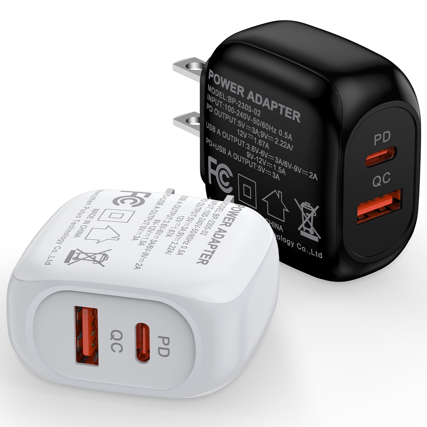 USB C Block, 2 Pack Hootek Type C Charger Block 20W Dual USB Wall ...