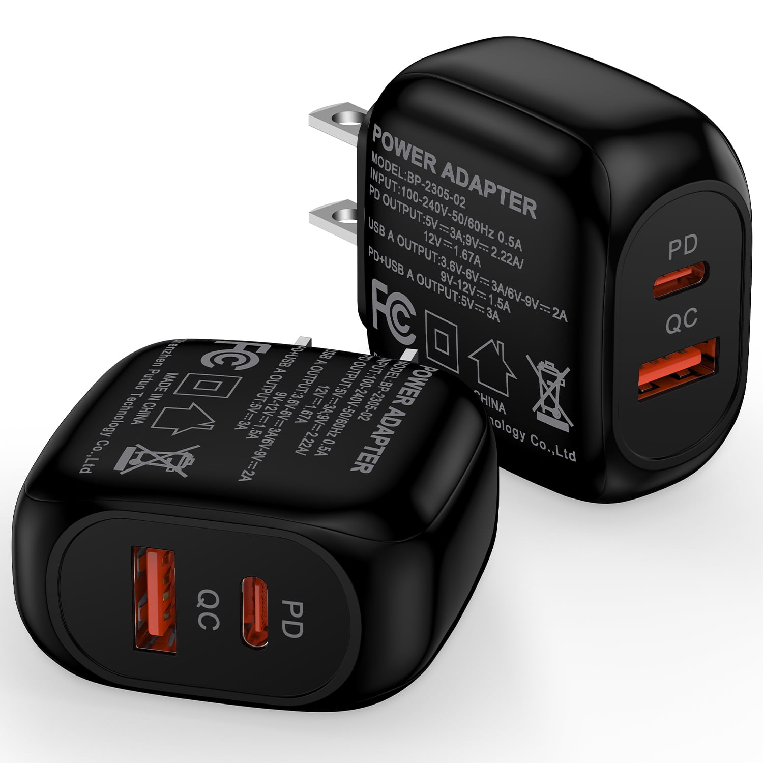 USB C Block, 2 Pack Hootek Type C Charger Block 20W Dual USB Wall ...