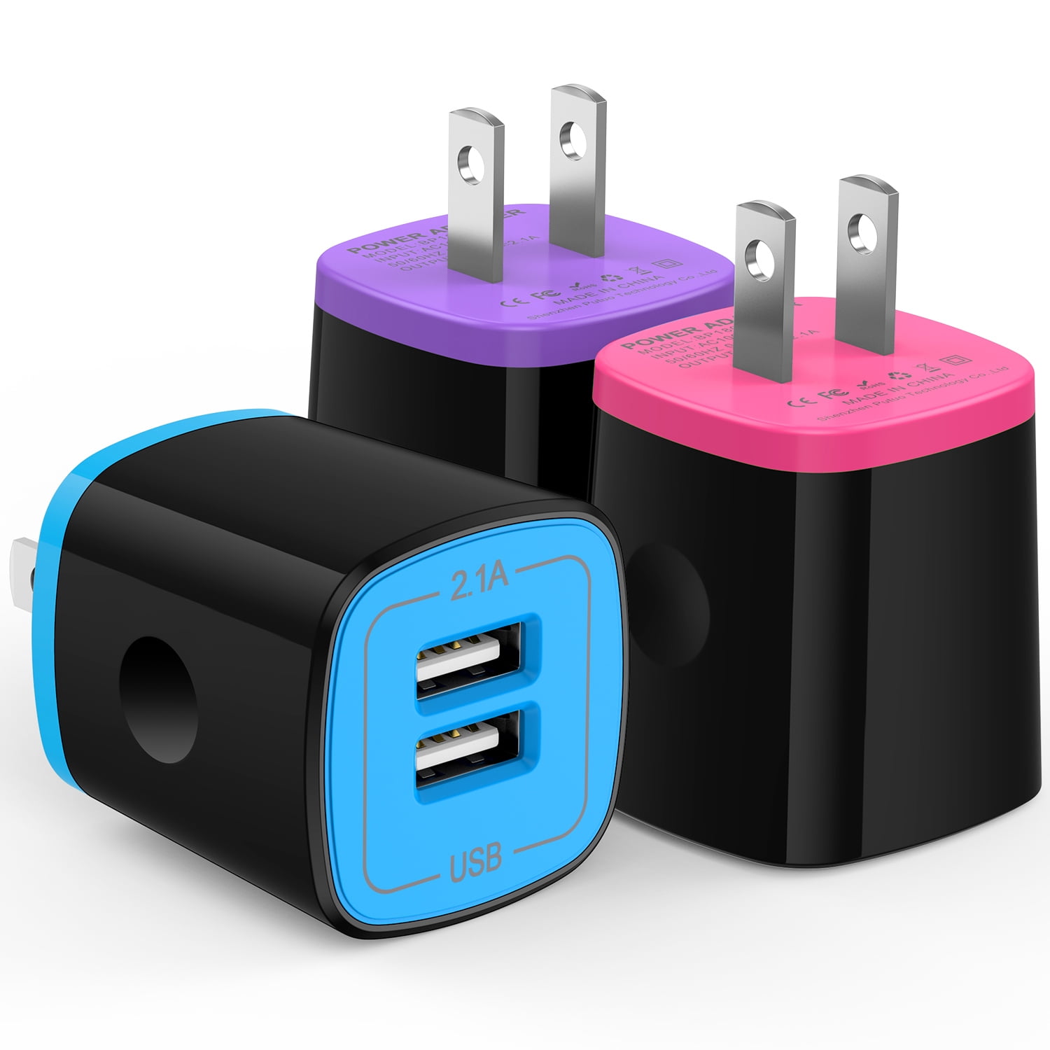 USB C Block 3 Pack Wall Charger Block Hootek 2.1A Dual Port USB C ...