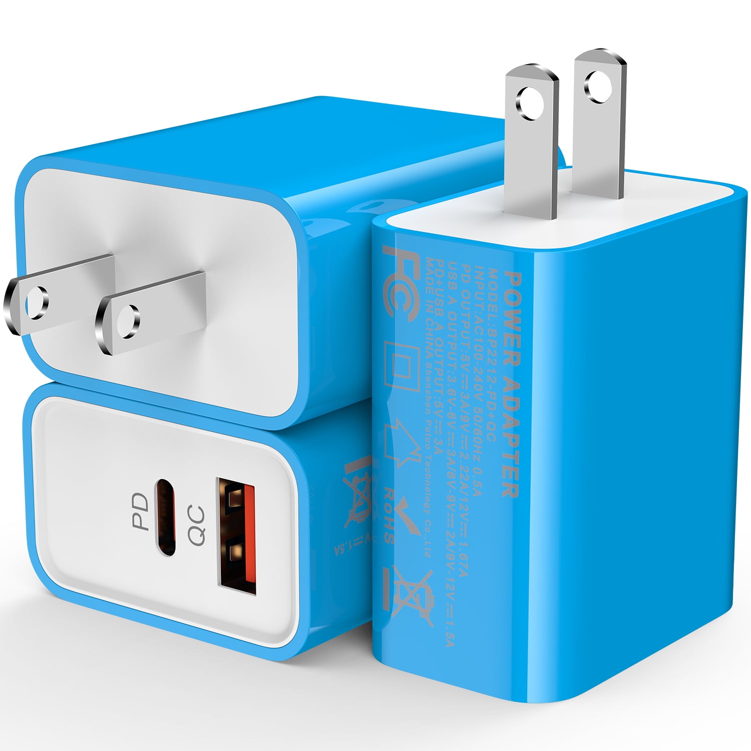 Usb C Block 3pack Abcpow 20w Pdandqc Dual Usb C Charger Block Android Type C Charger Block Usb C