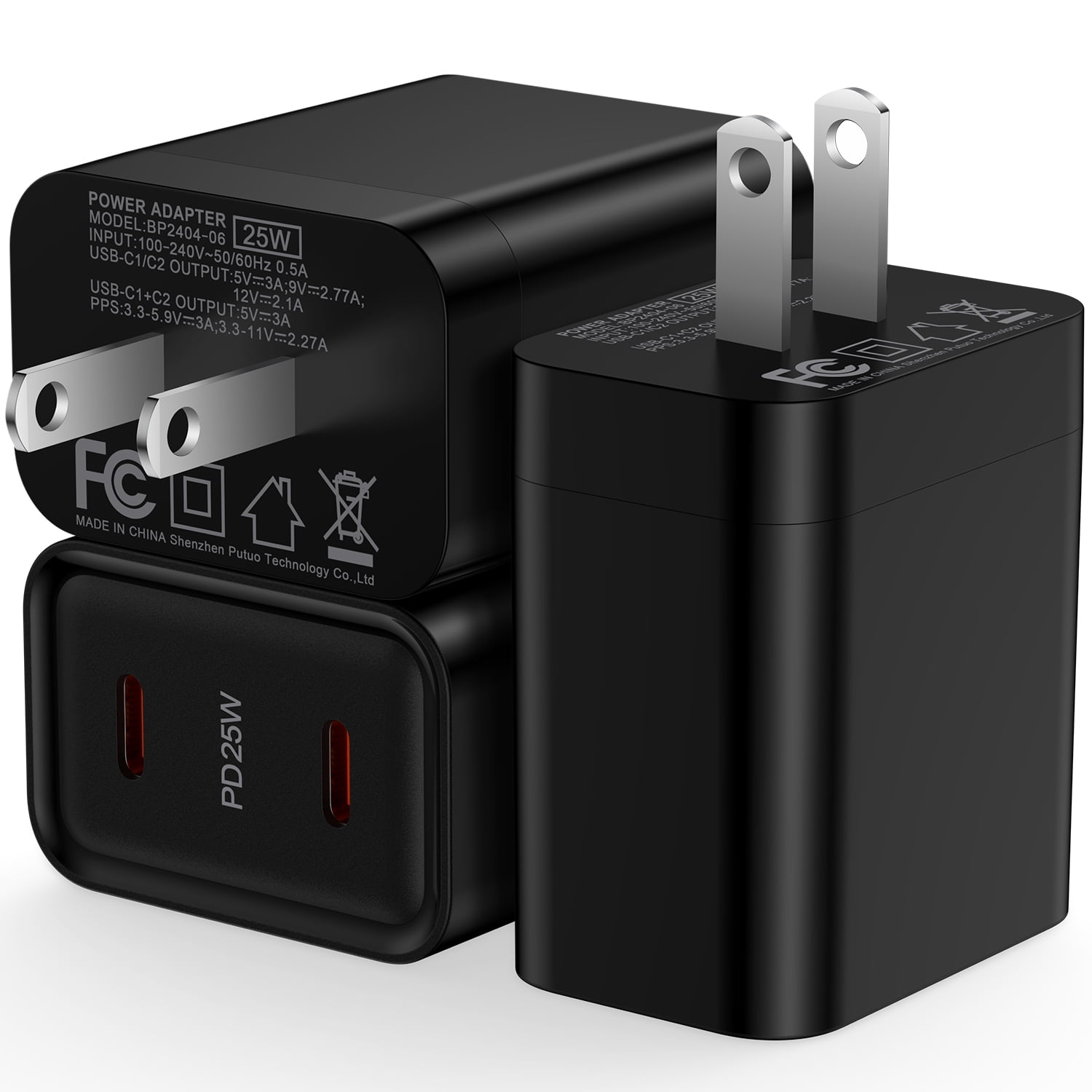 Usb C Block Abcpow 3pack 25w Pd Dual Port Type C Charger Block Usb C Wall Charger Power Adapter