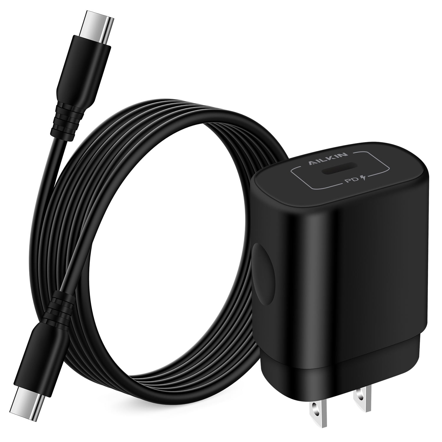 AILKIN PD 25W USB C Charger Block with 6ft Cable, Fast Charging Adapter ...