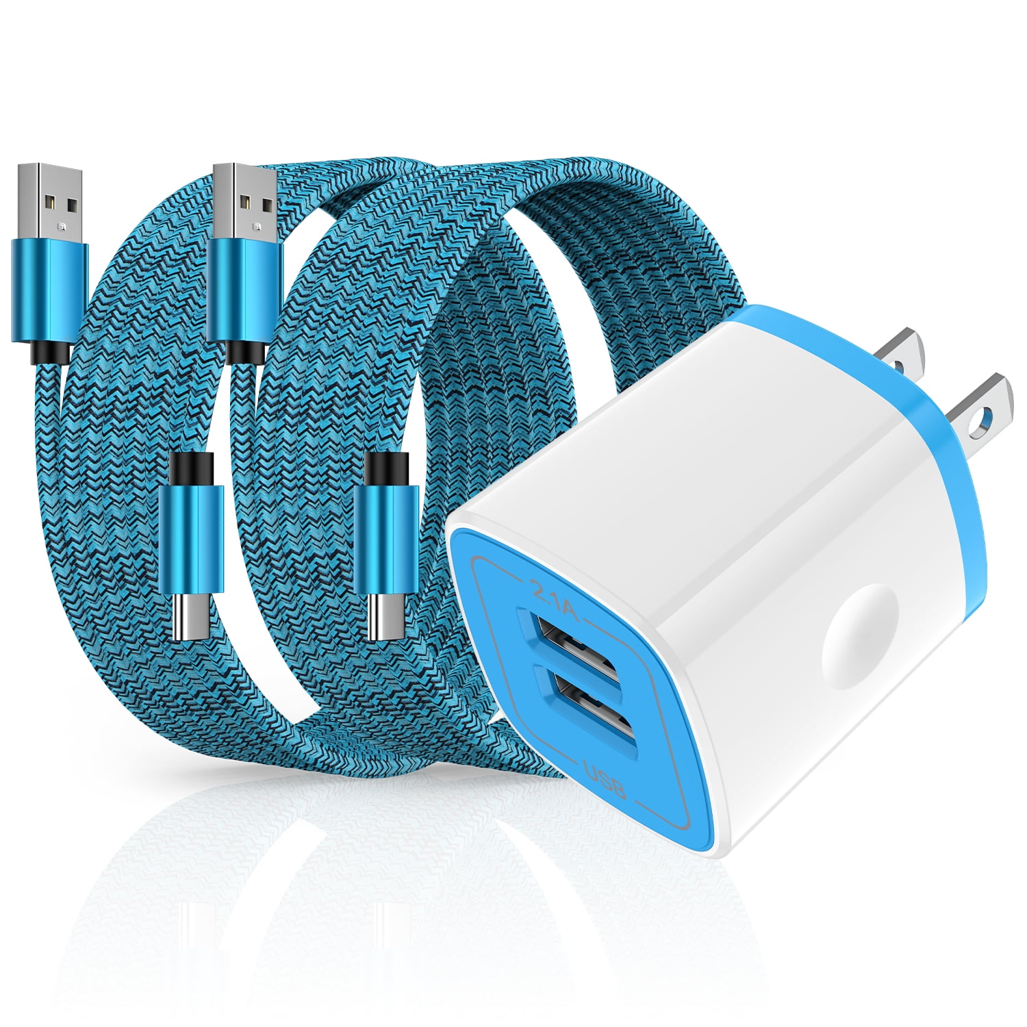 USB C Block, Dual Port USB Charger Plug with 2 Pack 6FT USB C Cable ...