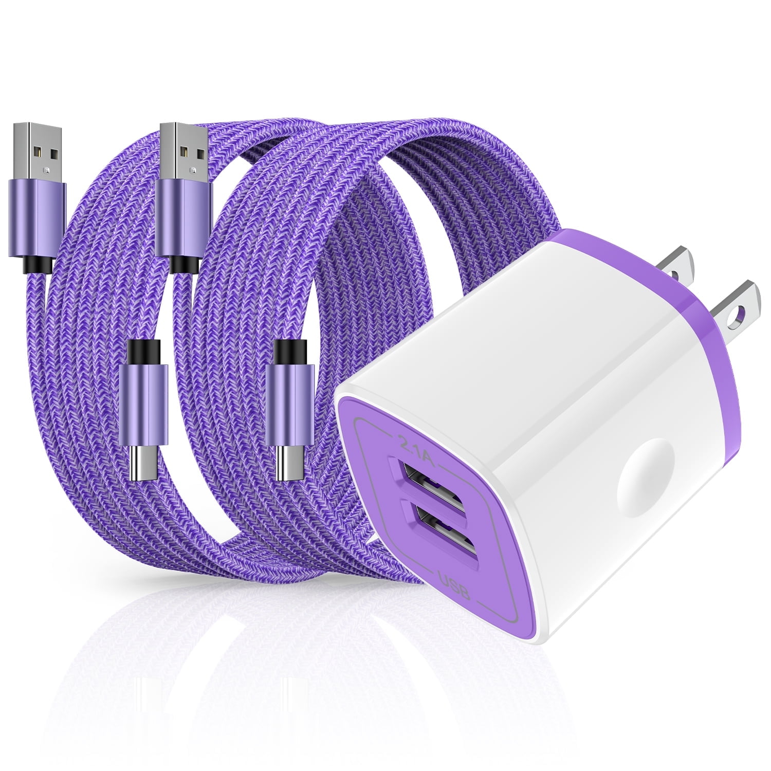 USB C Block, Dual Port USB Charger Plug with 2 Pack 6FT3FT USB C Cable ...