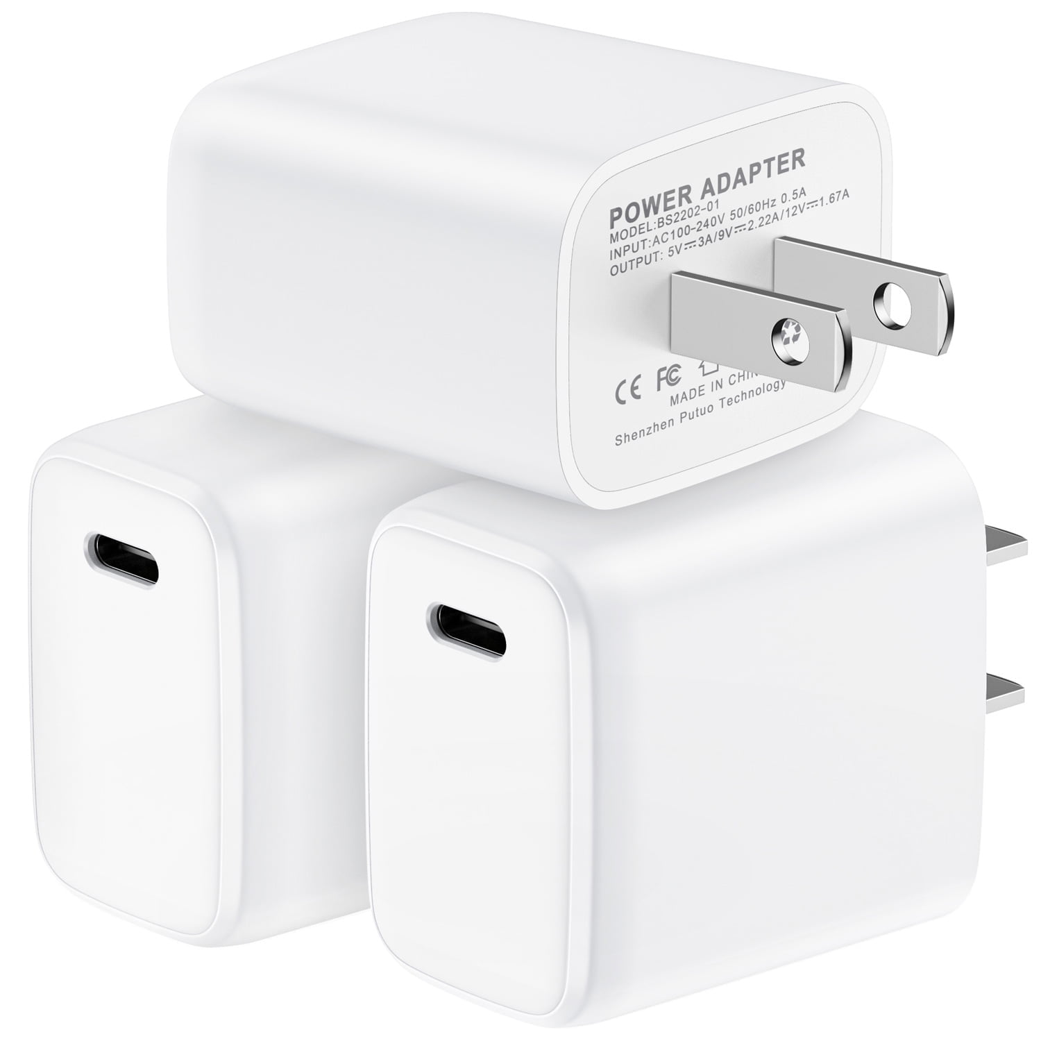 USB C Block, FiveBox 20W PD USB C Charger Block, 3 Pack Type C Charger ...