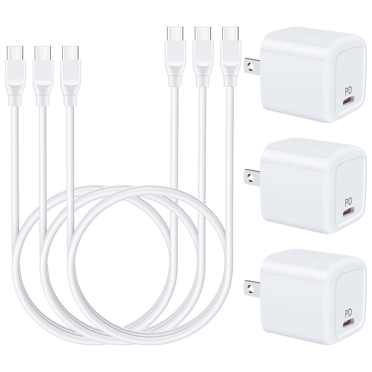 USB C Block,HAOANO 3PACK 20W PD Type C Wall Charger Block with 3PACK ...