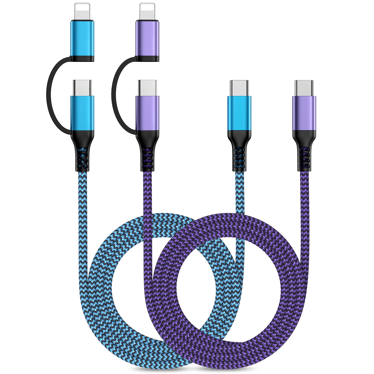 USB C to C/Charger Cable, 2Pack Multi Fast Charging Cable Nylon Braided ...