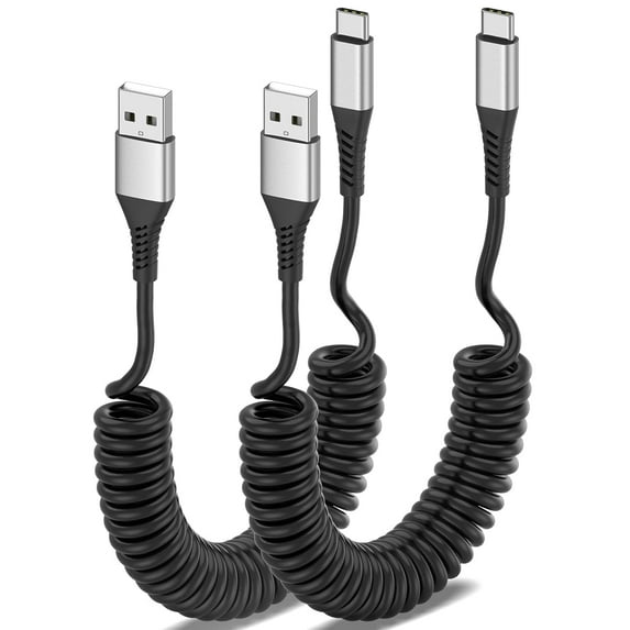 USB C Cable 2 Pack, 3ft USB to USB-C Cable for Car, Android Auto Coiled ...
