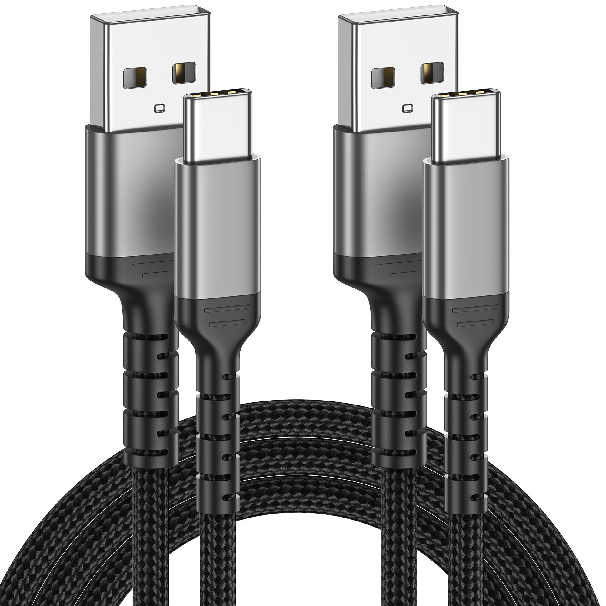 USB C Cable 2-Pack 6ft, USB A to USBC Fast Charging Cord, Nylon Braided ...