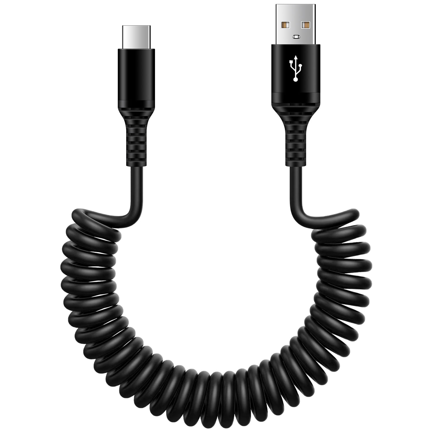 USB C Cable 3ft,USB C to USB A Cable 3ft,ABCPOW Coiled Type C Charging ...