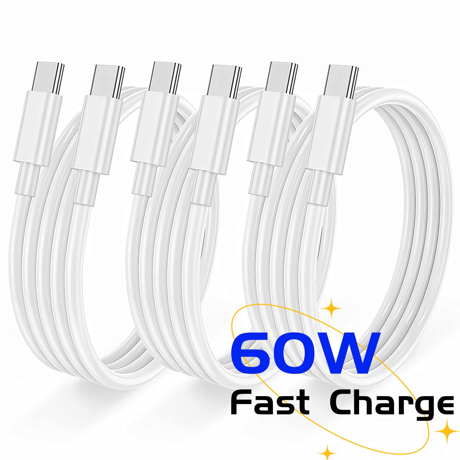 USB C to USB C Cable 60W [3-Pack 3FT], USBC Type C Fast Charging Cord ...