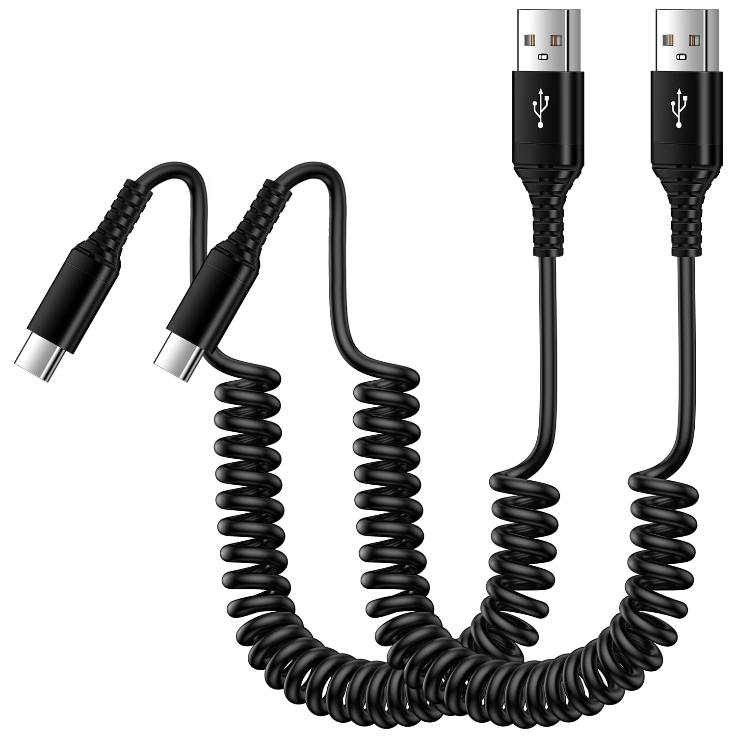 ABCPOW 6ft USB C to USB A Cable, 2PACK Coiled Type C Fast Charging Cord ...