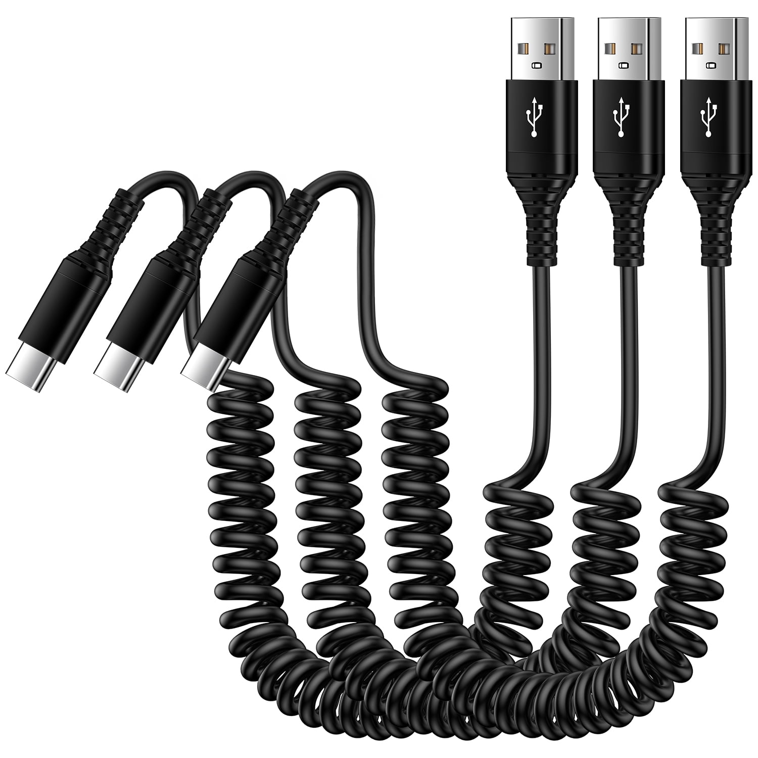 USB C Cable 6ft,USB C to USB A Cable 6ft,3PACK ABCPOW Coiled Type C ...