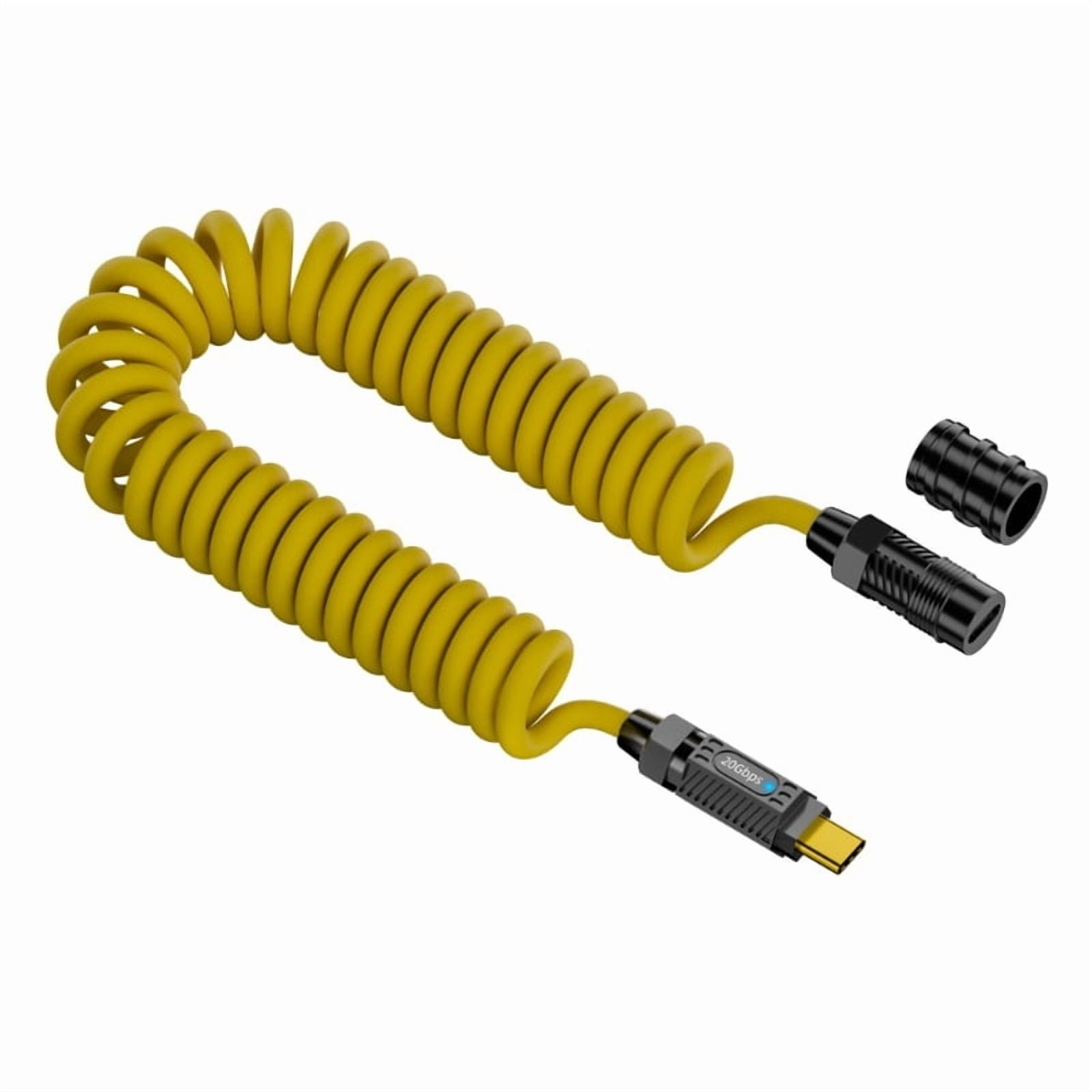 USB C Cable Portable Data Cord 140W Power Delivery Spring Retractable ...