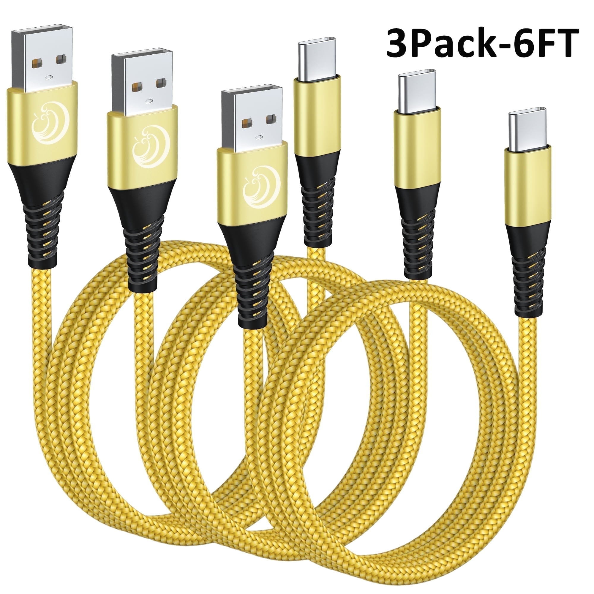 USB C Cable, XUDUO [3 Pack 6FT] Type C Charger Cord Durable Nylon ...