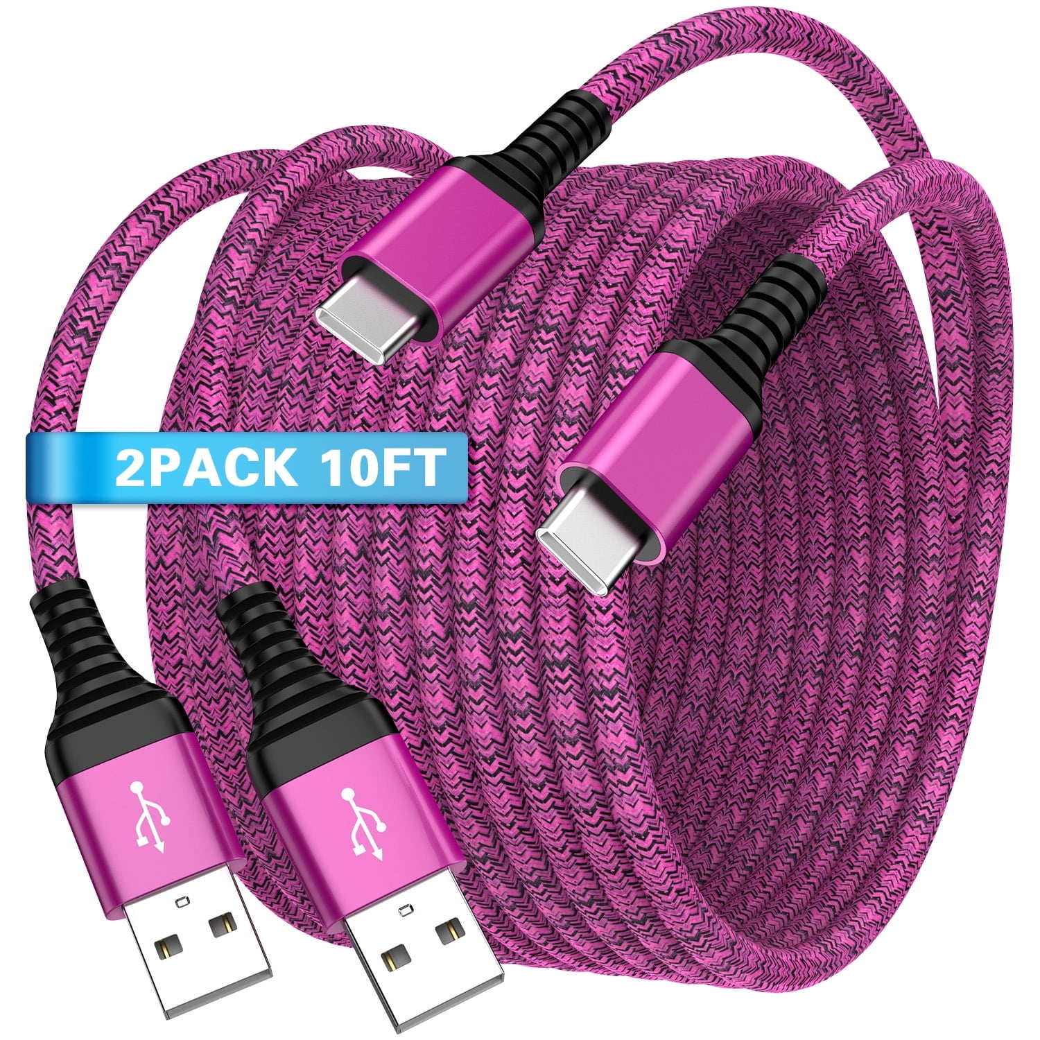 Hootek USB C Charging Cables, 10FT Nylon Braided Fast Charging Type C ...