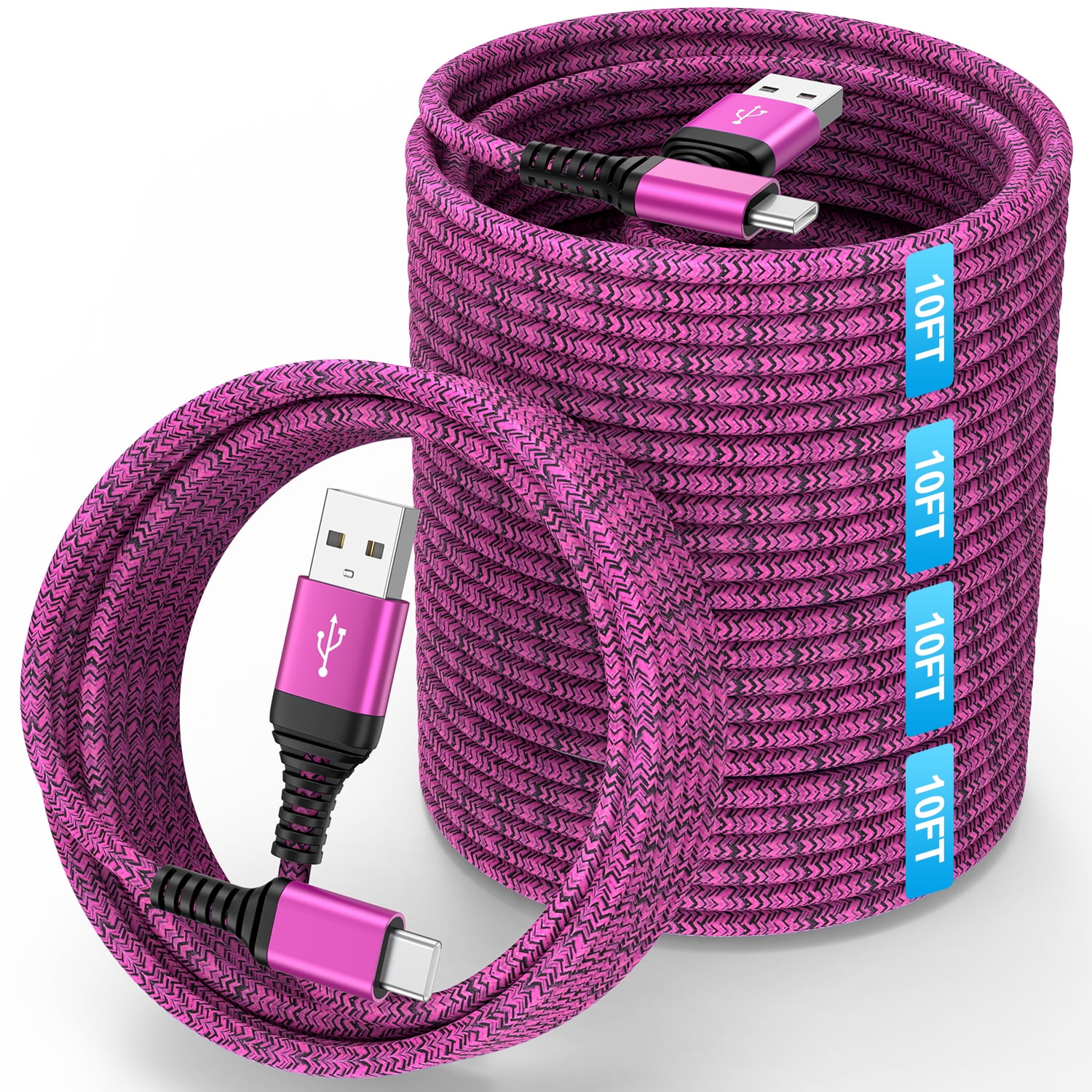 USB C Cables, Type C USB Cables 10FT Hootek 5 Pack Type C Charging ...