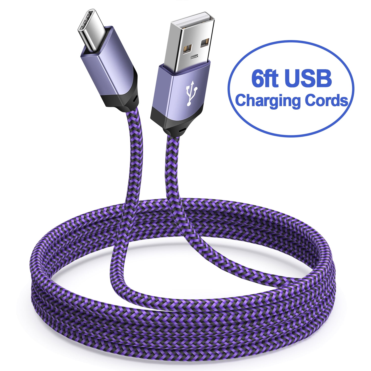 AILKIN USB-C to USB-A Cable, Type C Android Charger, Purple - Walmart.com