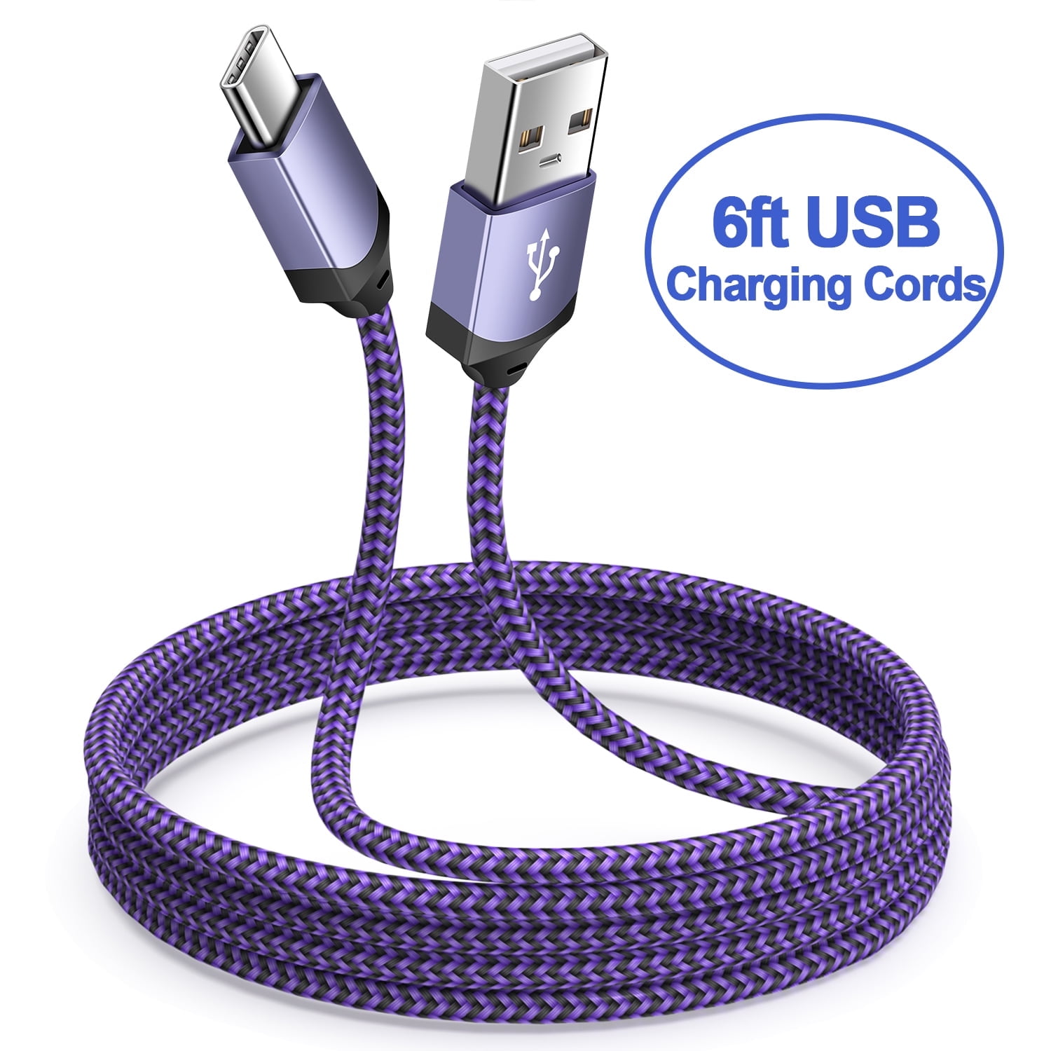 AILKIN USB-C to USB-A Cable, Type C Android Charger, Purple - Walmart.com