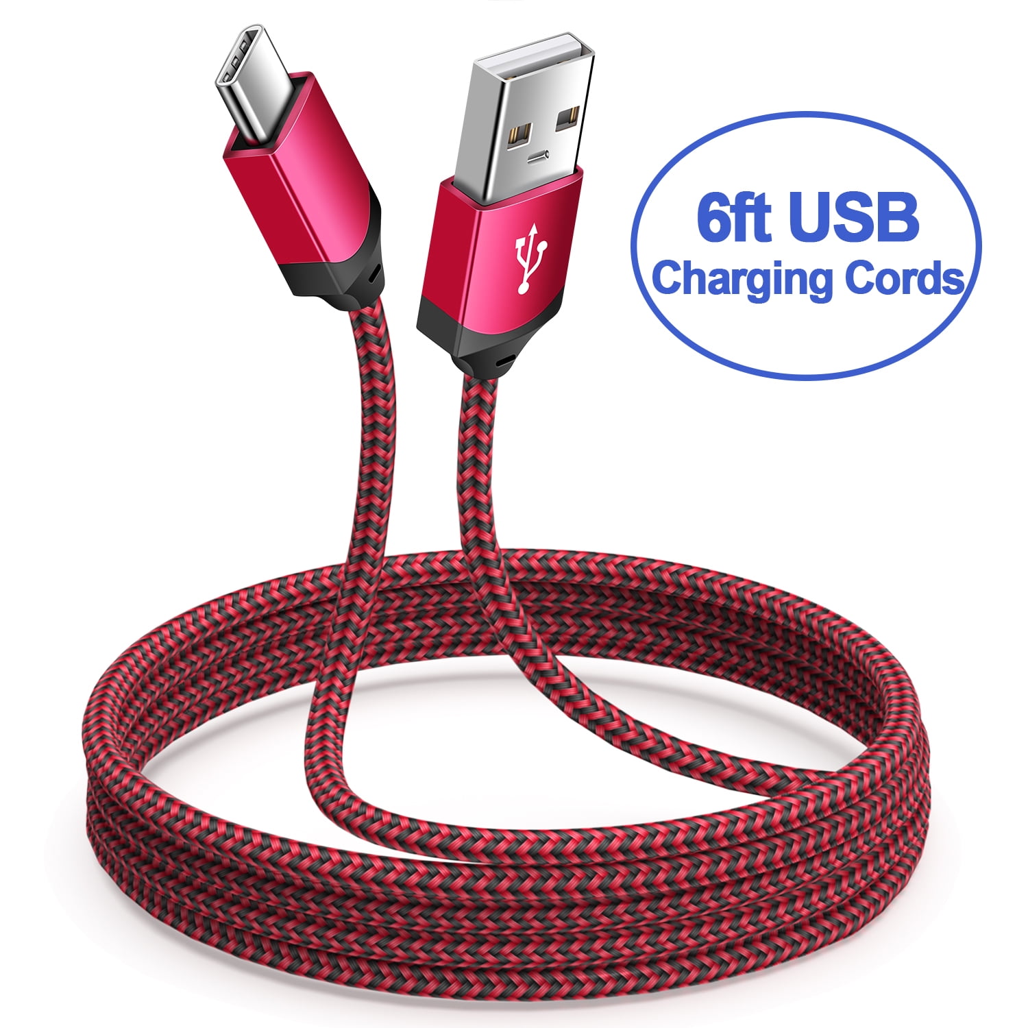 AILKIN USB C Cellphone Wire, USB-A to USB-C Charging Cords, Red ...