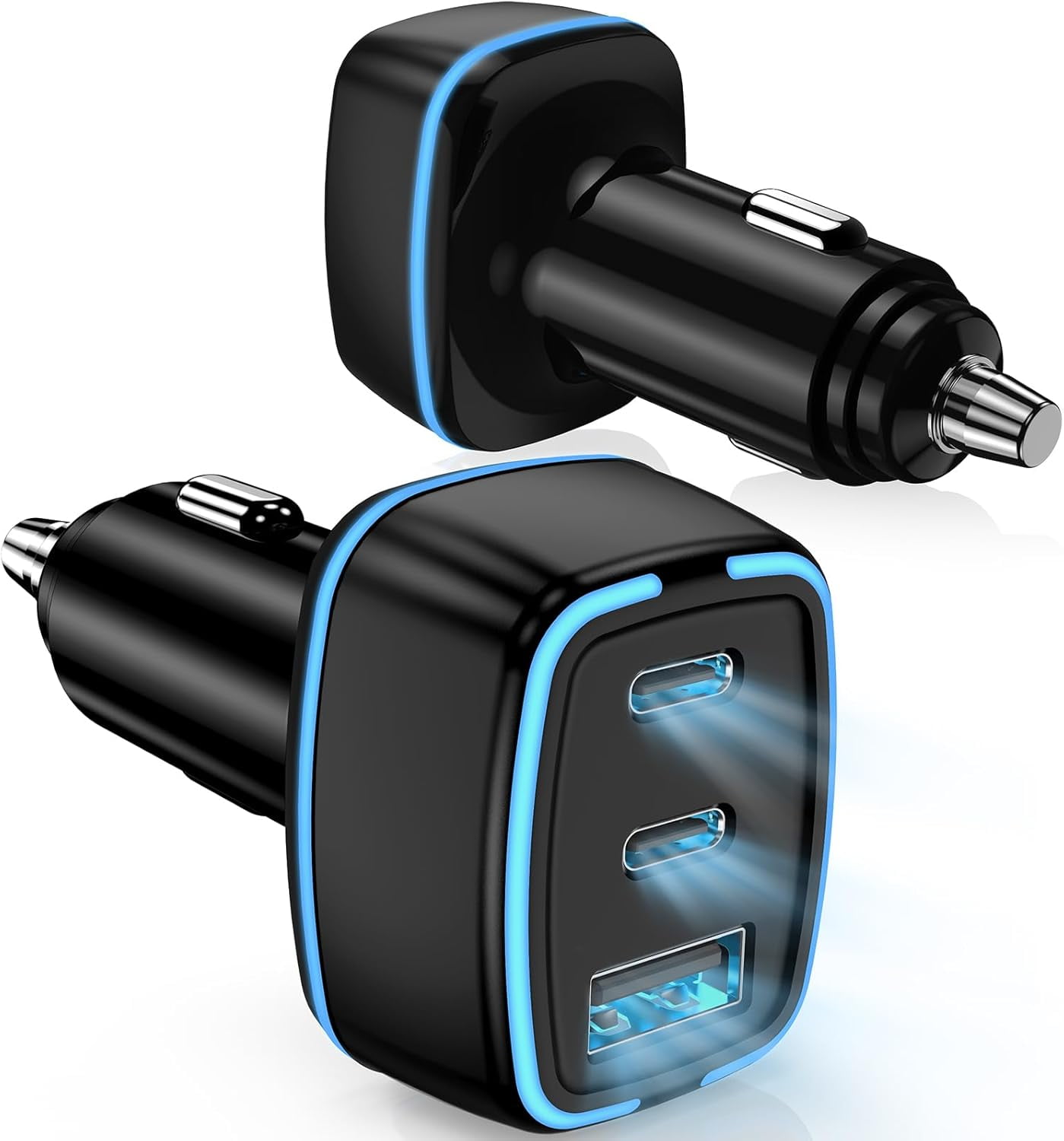 USB C Car Charger, 3 Port PD Super Mini Cigarette Lighter Adapter ...