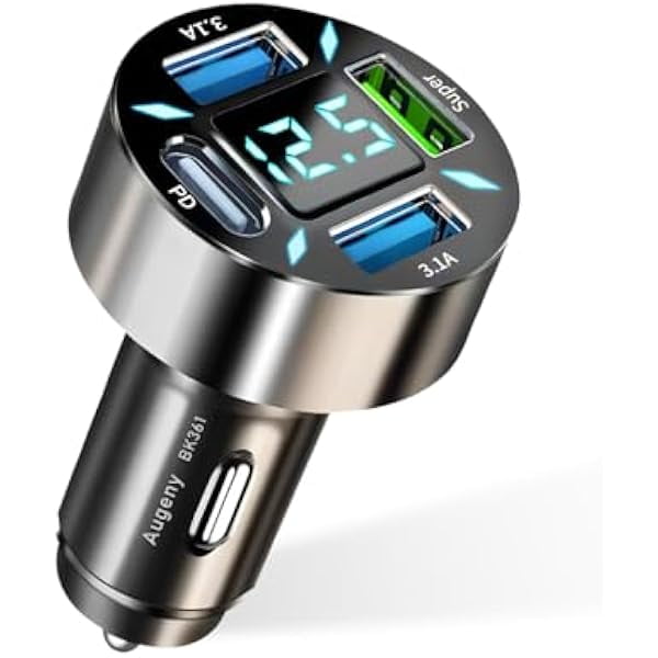 USB C Car Charger, 4 Port Auto Fast Charger with USB PD & 66W ...