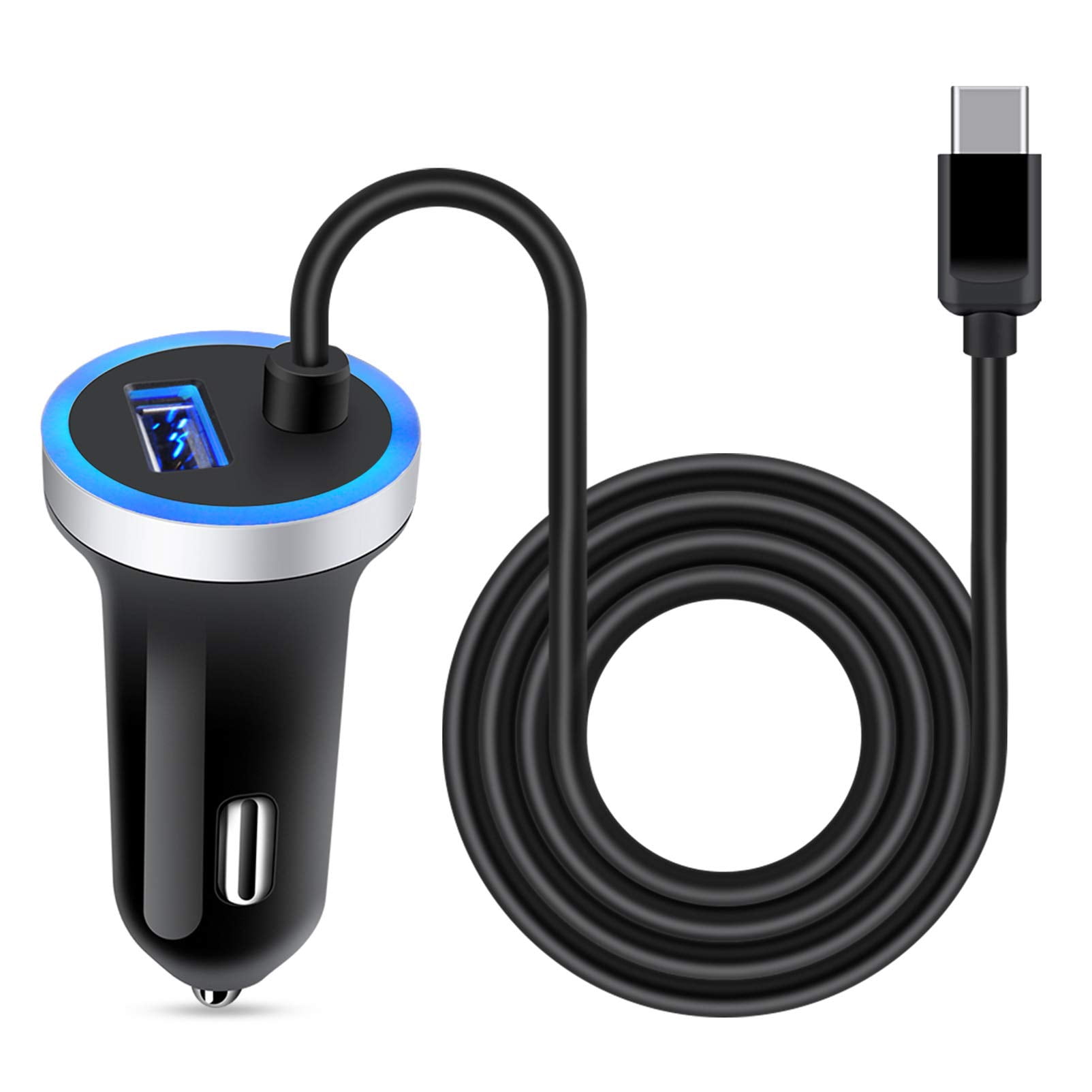 USB C Car Charger,ABCPOW 3.4A Car Charger Adapter with USB Type C Cable ...