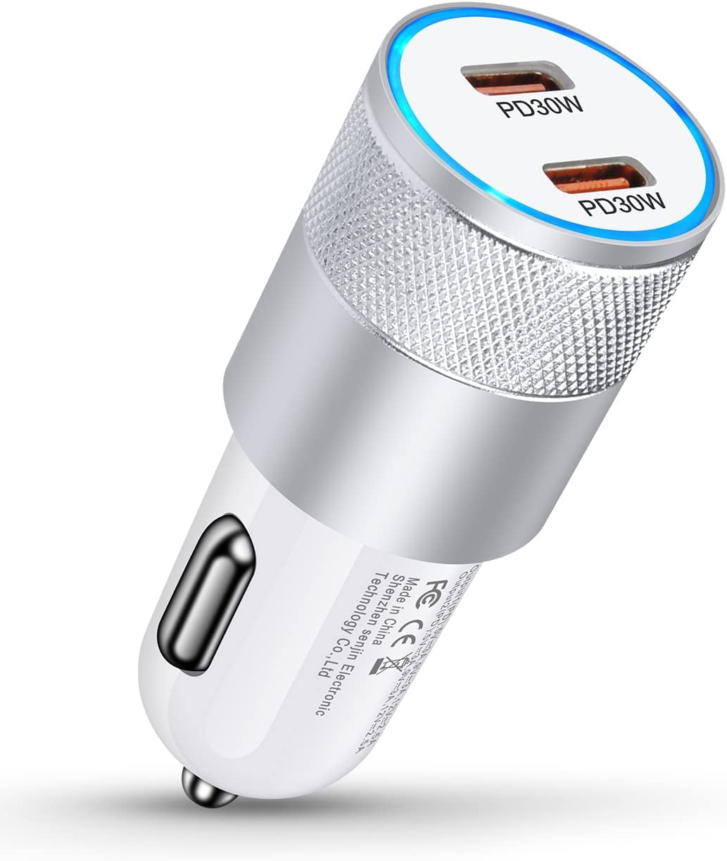 AILKIN 60W Dual Port USB C Car Charger, Fast Charging for iPhone ...