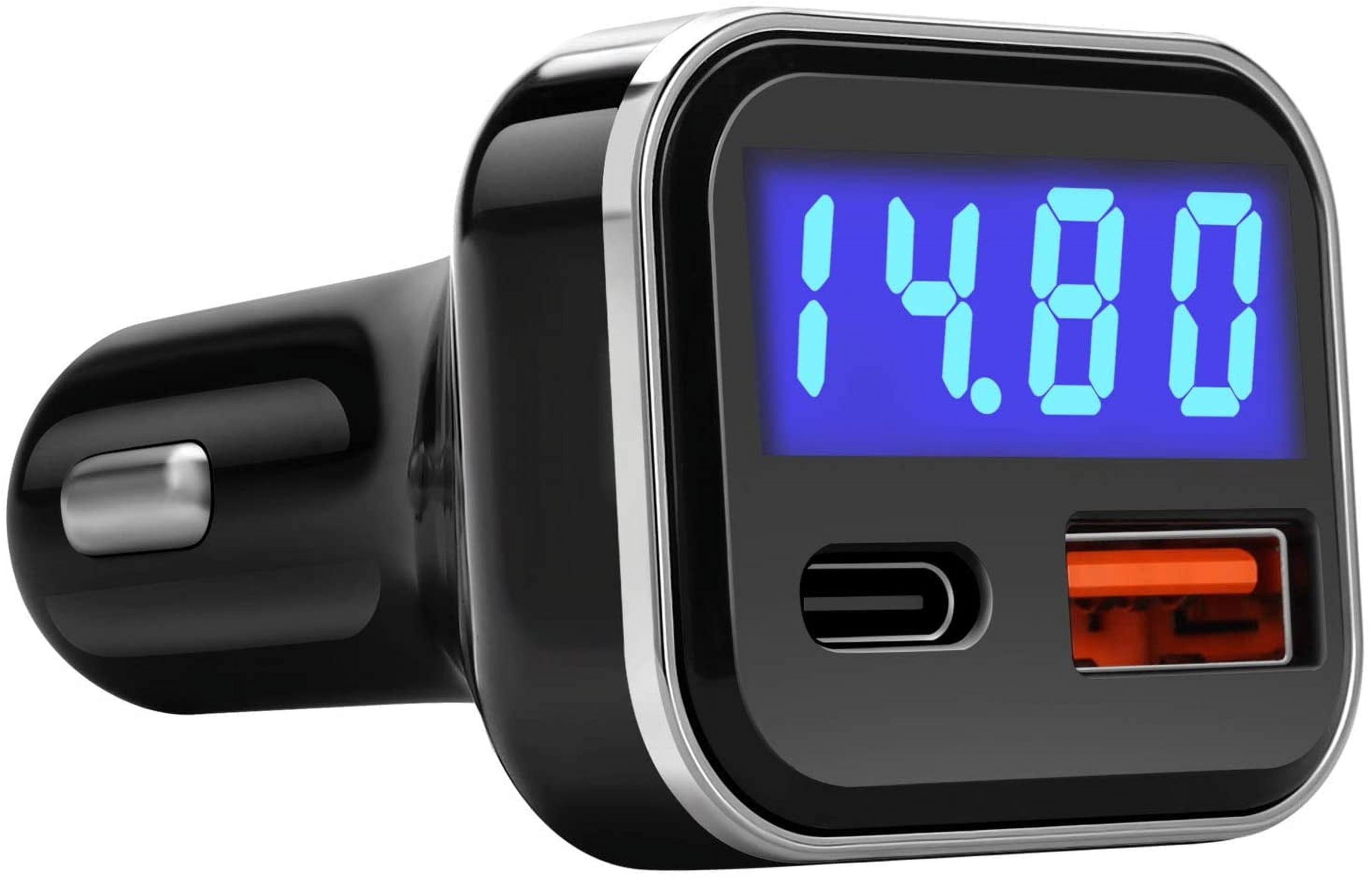 USB C Car Charger Adapter with Voltage Display, 30W Cigarette Lighter ...